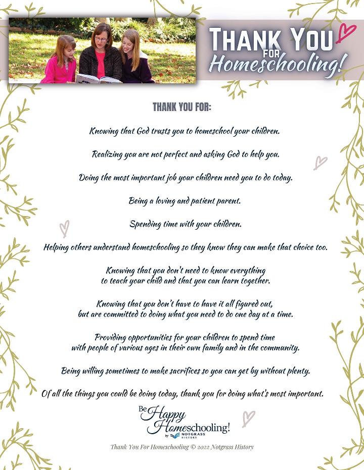 Thank You for Homeschooling | Be Happy Homeschooling